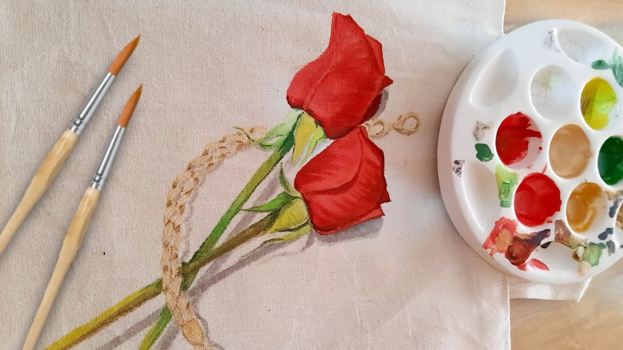 Flowers painting/3D rose painting/fabric painting on clothes - YouTube