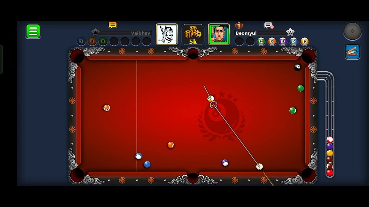 8 ball pool online (5k round) beginner-level playing - YouTube