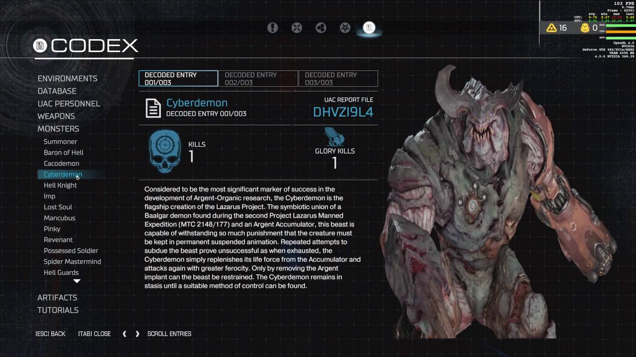 DOOM | All Codex entries + a few glitches (check description) | 4K 60 ...