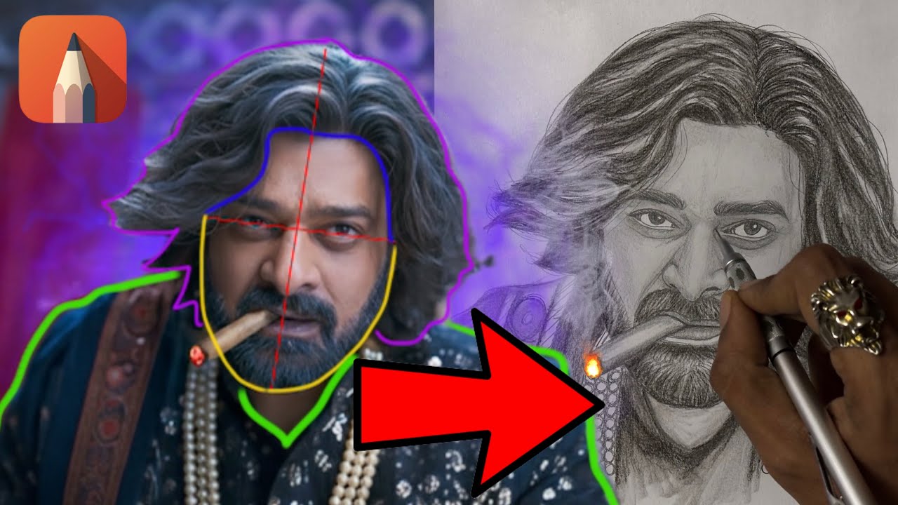How to Draw Prabhas - The Raja Saab 👻 Step-by-Step Realistic Pencil ...