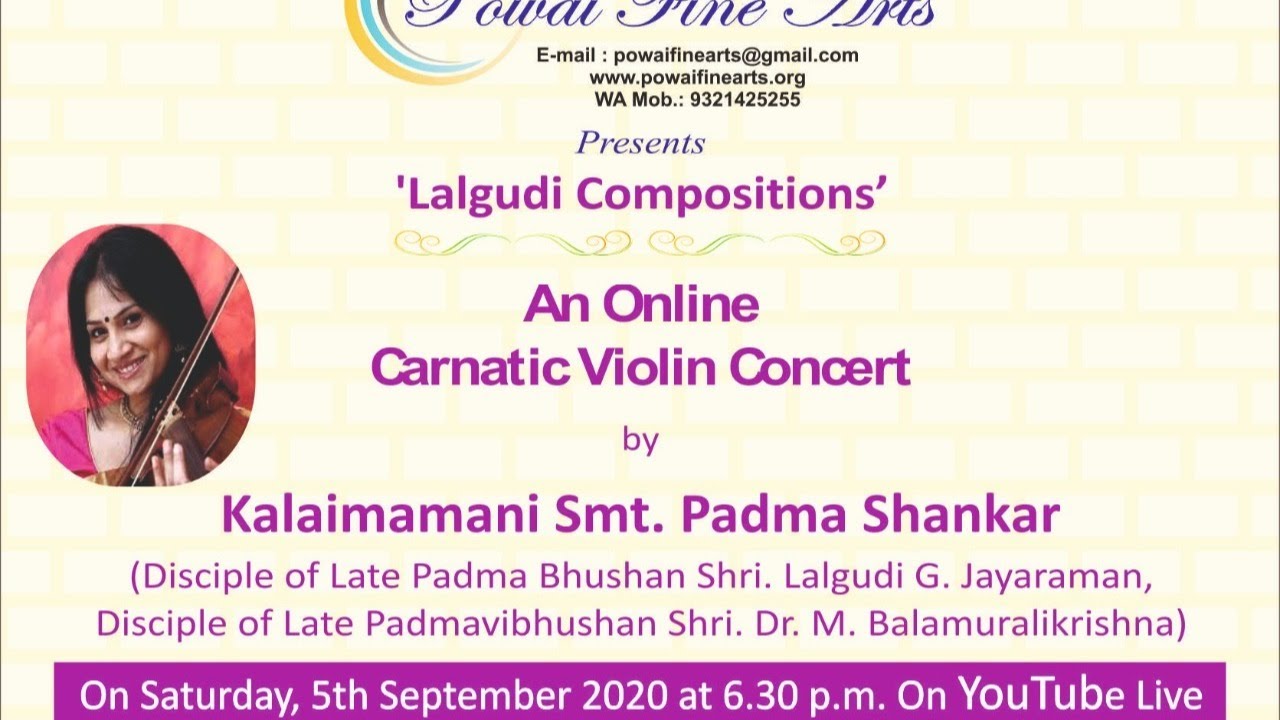 Carnatic Violin Concert by Smt.Padma Shankar - YouTube