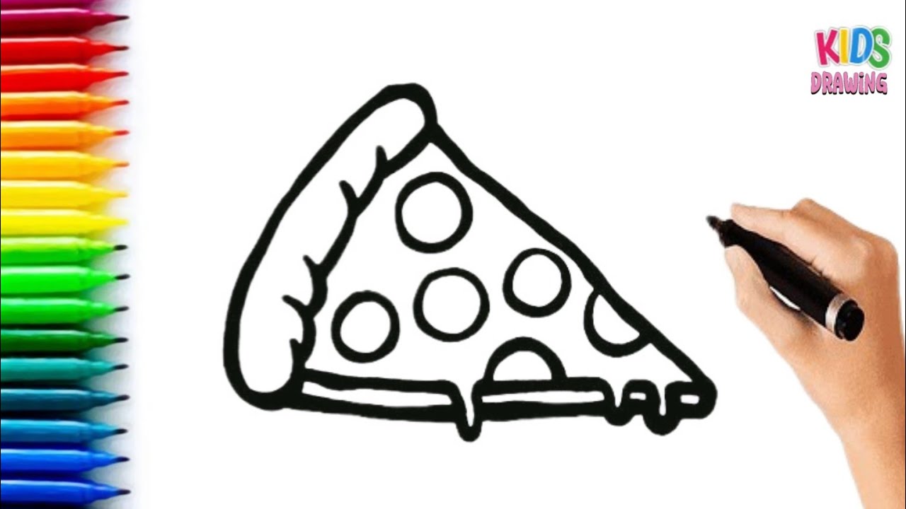 How To Draw Pizza || Painting And Coloring For Kids || Easy Drawing ...