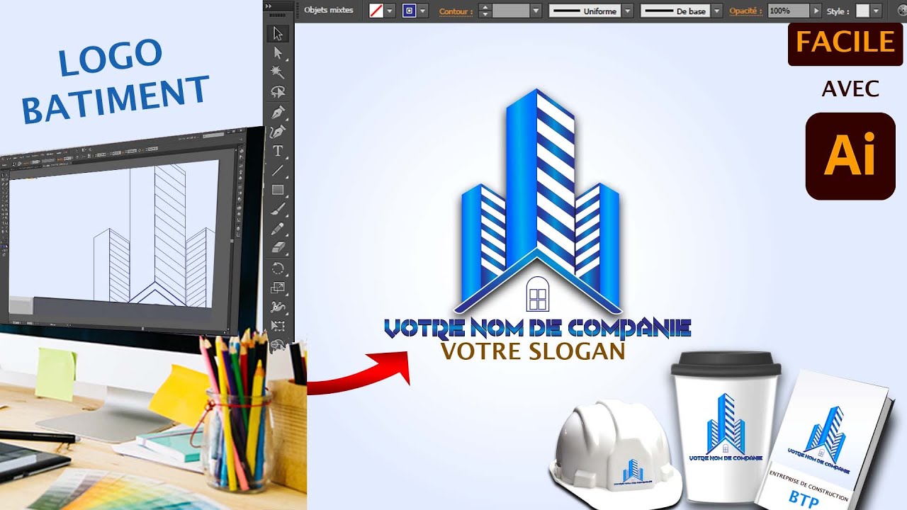 Logo Illustrator étape par étape: comment faire un logo construction ...