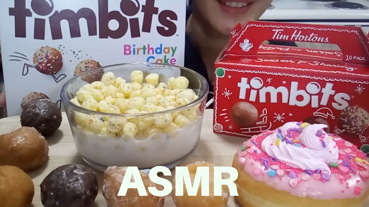 ASMR Tim Horton's Timbits, Cereal and Donut | EATING SOUNDS (No Talking ...