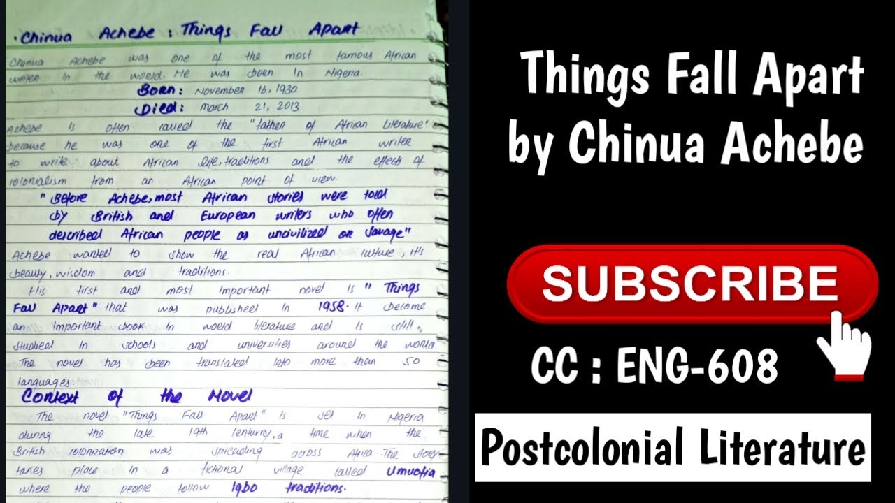 Intro and themes of Things fall apart by chinua Achebe - YouTube