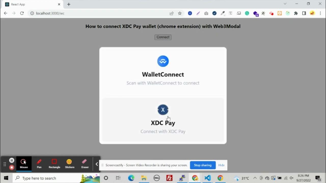 How to connect XDC Pay wallet (chrome extension) with Web3Modal - YouTube