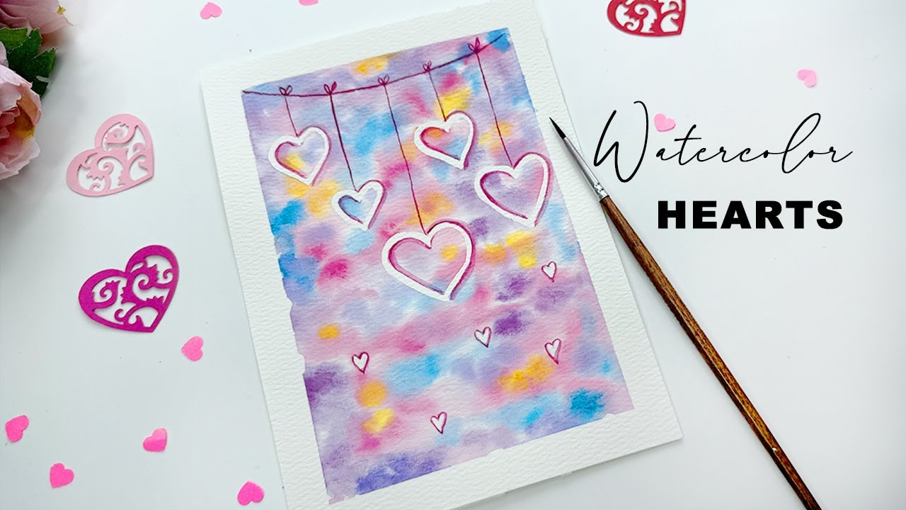 Watercolor Beautiful Valentines Hearts - Easy Tutorial - YouTube