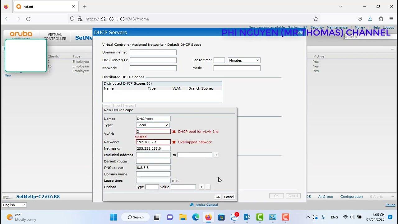 Setup DHCP Wifi Aruba 205 - YouTube