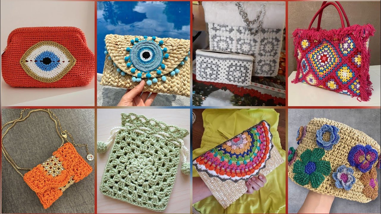 beautiful Crochet shoulder bag and hand purses - YouTube