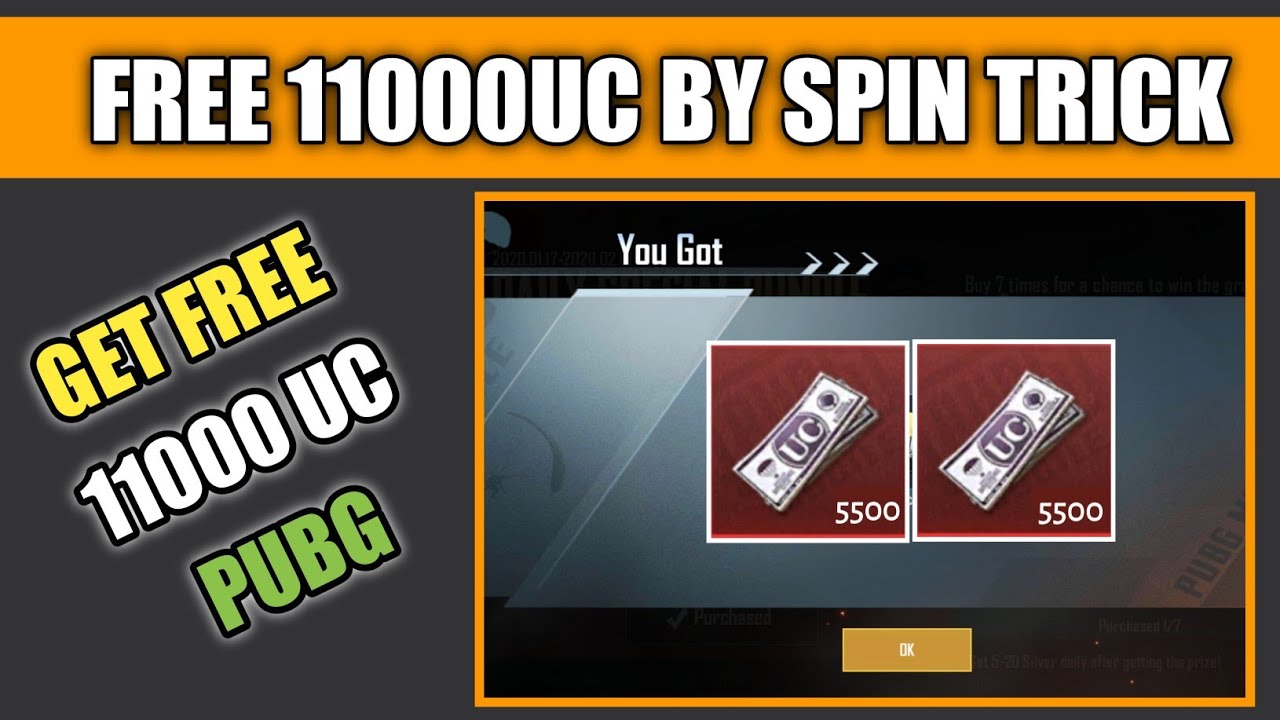 11000 UC Free In Pubg Mobile ! Spin Trick to get free 11000 UC ! how to ...