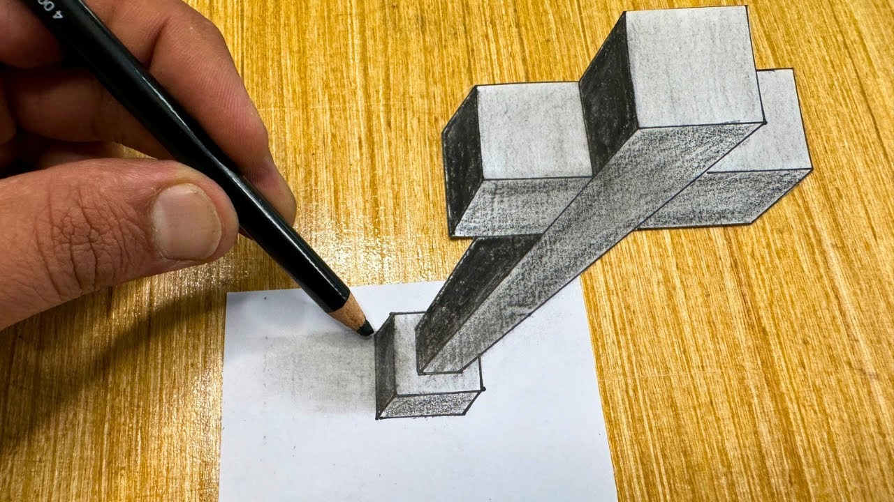 easy art 3d drawing on paper -How to draw a 3D cross - YouTube