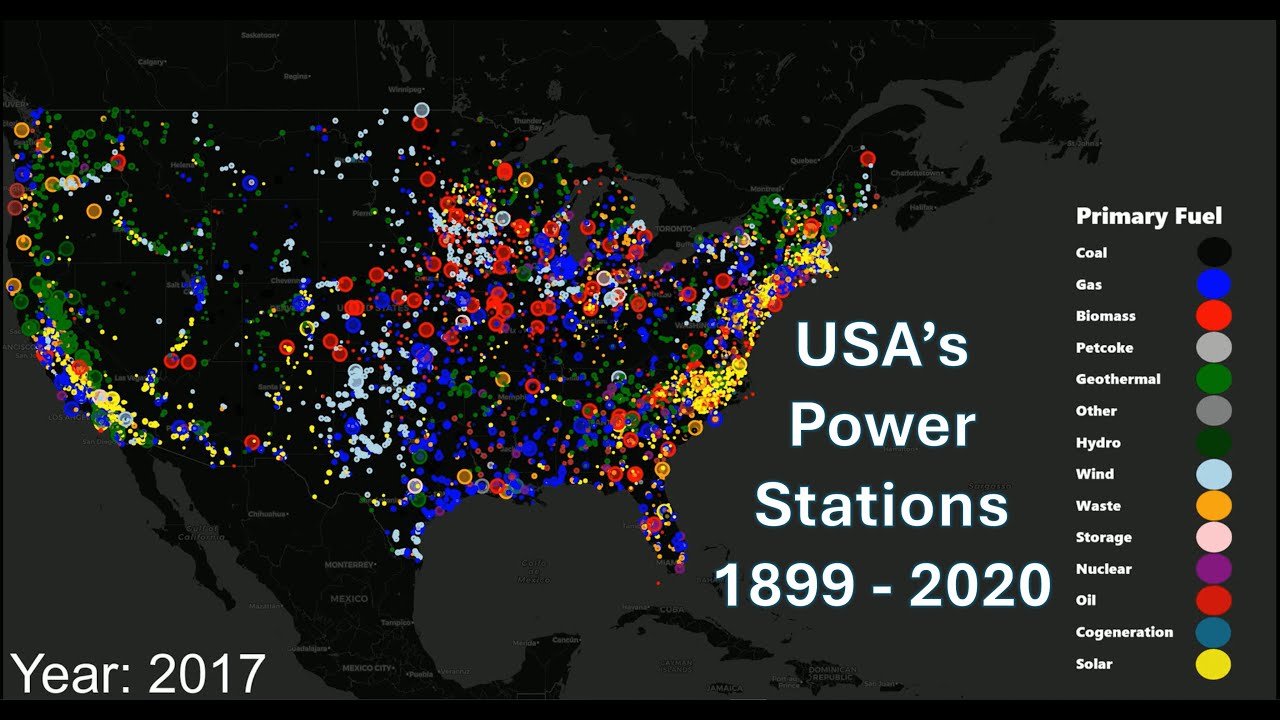 120 Years of US Power Stations Mapped (1899-2020) - YouTube