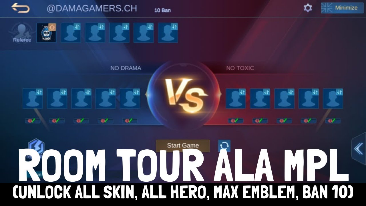 FUN MATCH ROOM TOUR MLBB ALA MPL (Tournament Mode) #tutorial # ...