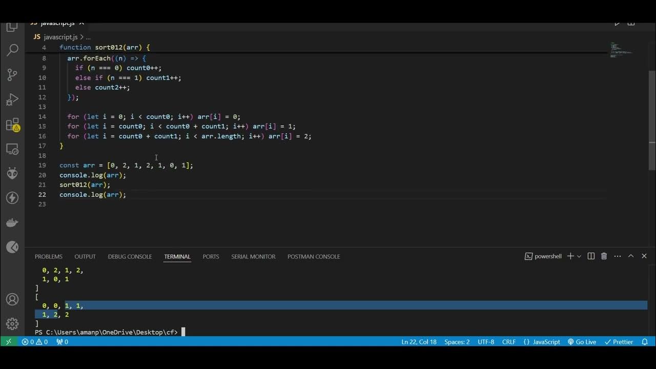 javascript code to sort array of 0,1,2 #overflowstackdeveloper #dsa #javascript #js # ...