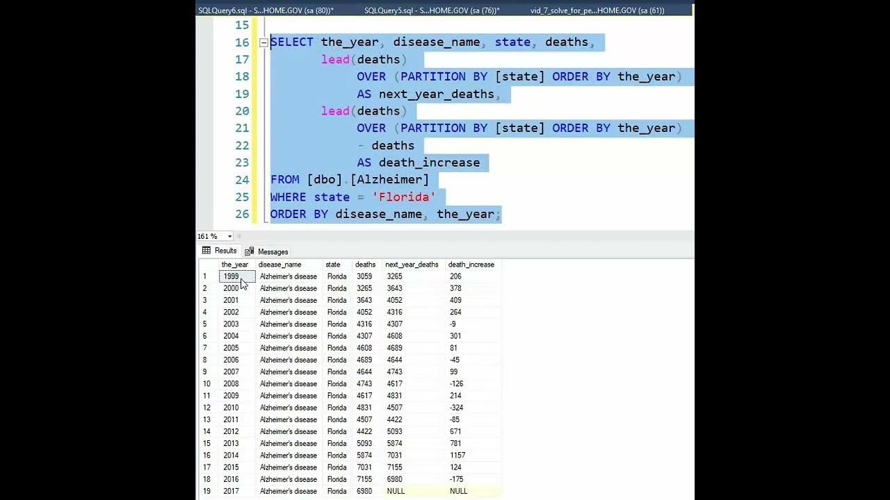Vid 15 - LEAD() SQL Server. How to compare Current Period to a Next ...