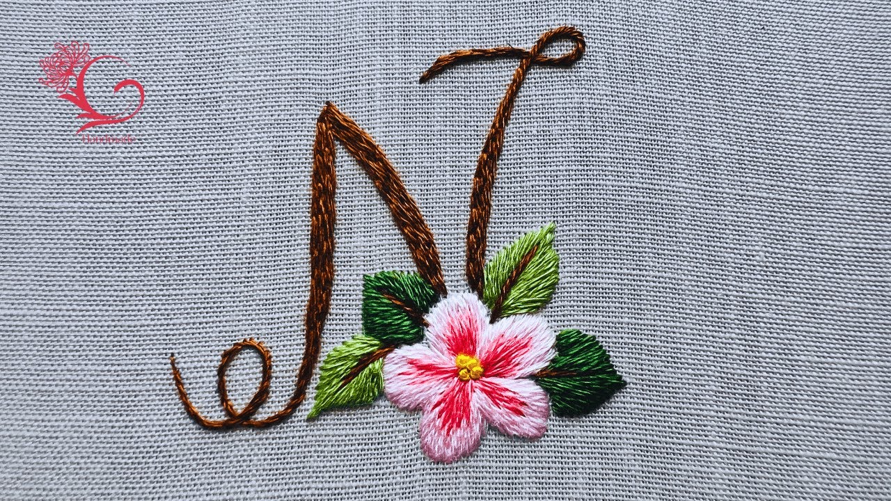 Hand Embroidery Tutorial | How to Embroider the Letter N with Floral ...