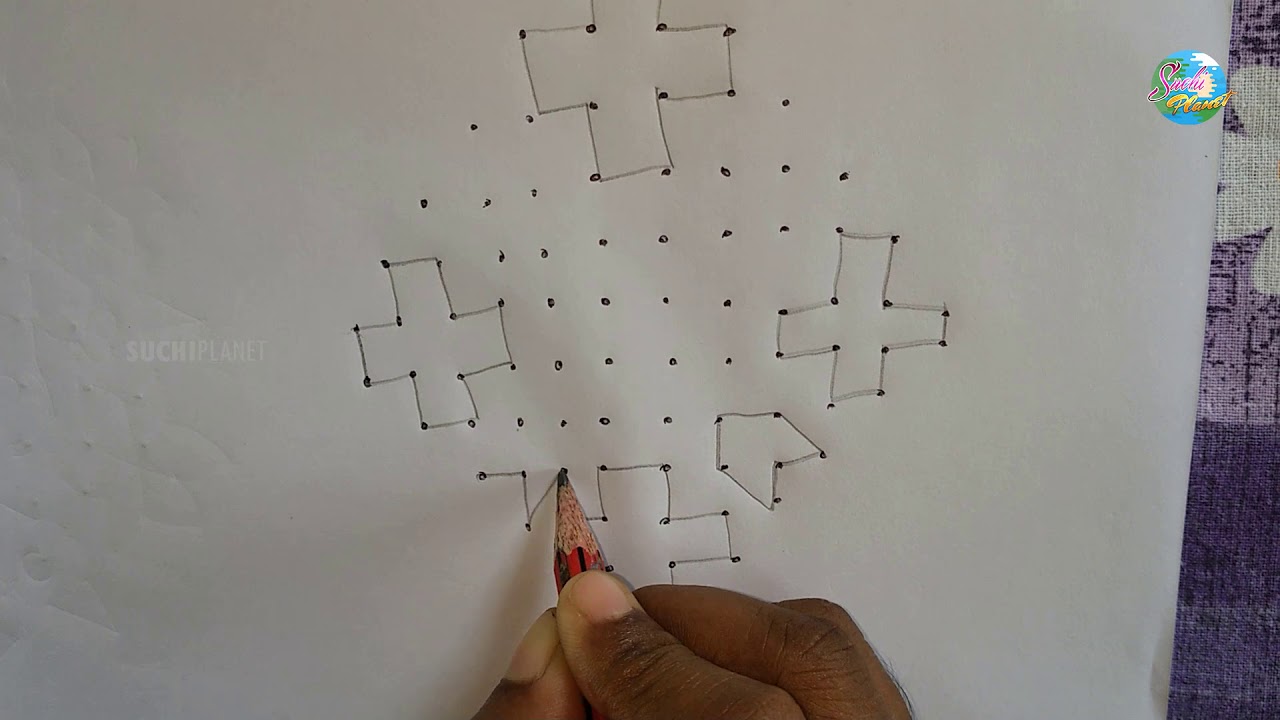 Rangoli Designs with 12x2x2 Dots Cross Muggulu | Sankranthi Muggulu ...