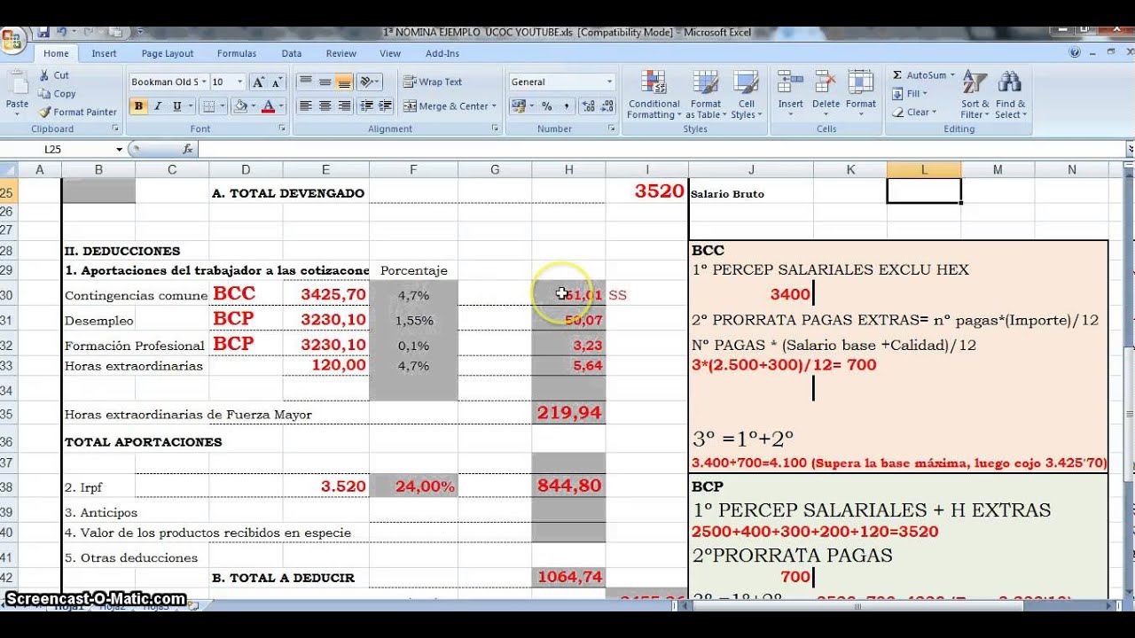 Nómina 1ª Adriana (Vídeo de una nómina básica mensual) - YouTube