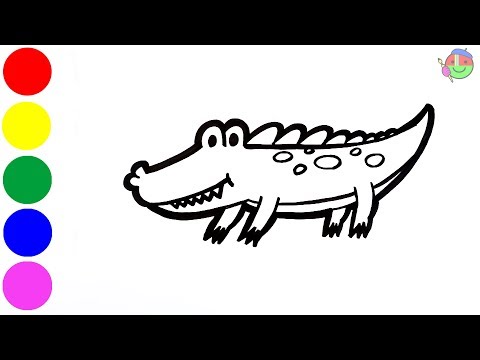 How to draw and paint crocodile cartoon | Learn to draw and paint for kids.|การวาดและสีการ์ตูนจระเข้