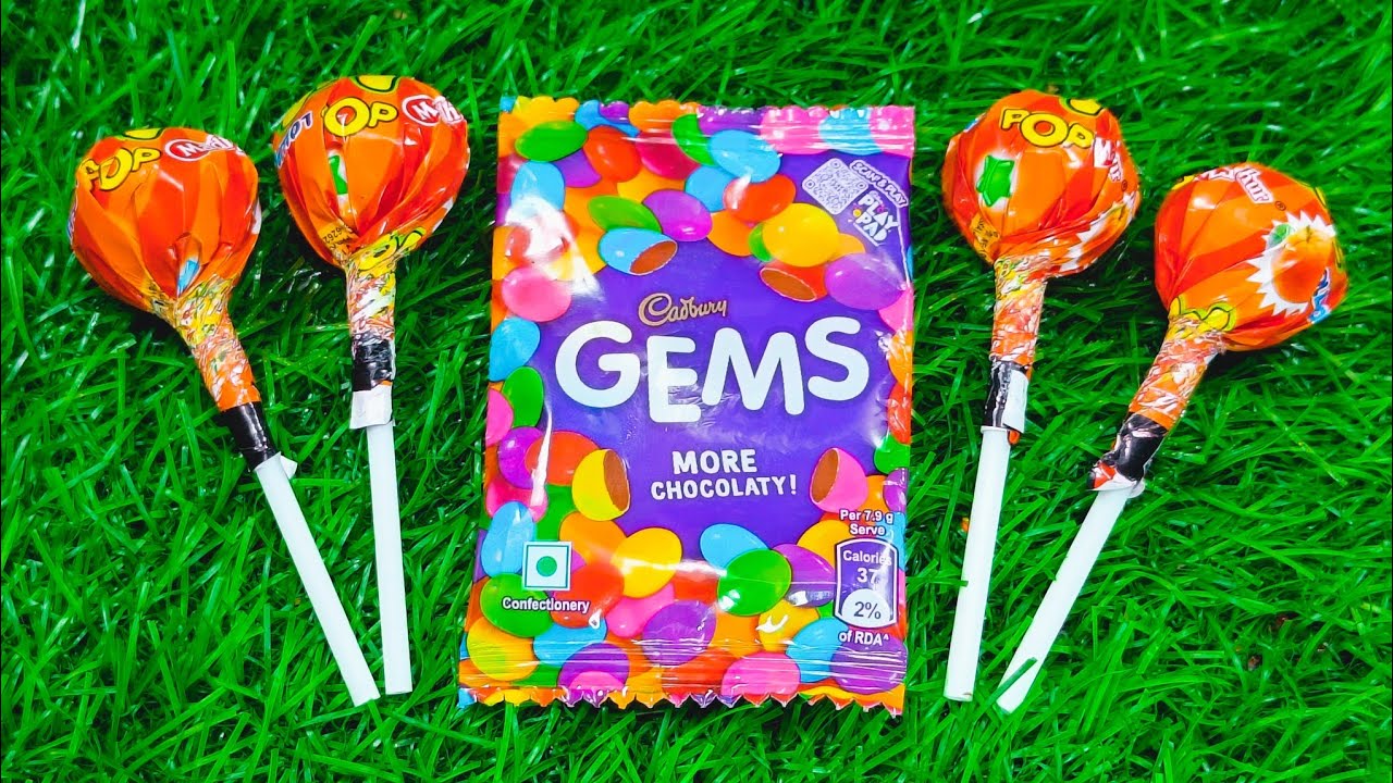 Satisfying ASMR | Gems Packet & Yummy Orange Candy Lollipop Unpacking ...