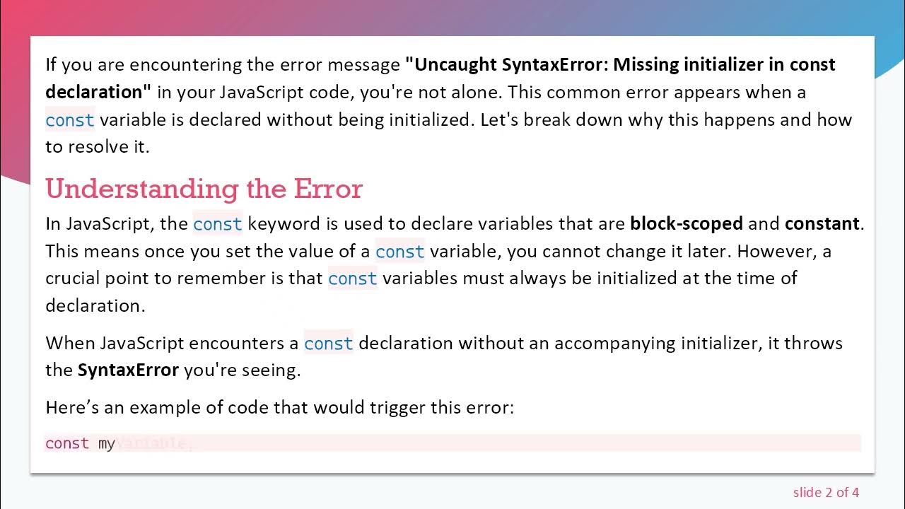 Why am I getting Uncaught SyntaxError: Missing initializer in const declaration in my JS code ...