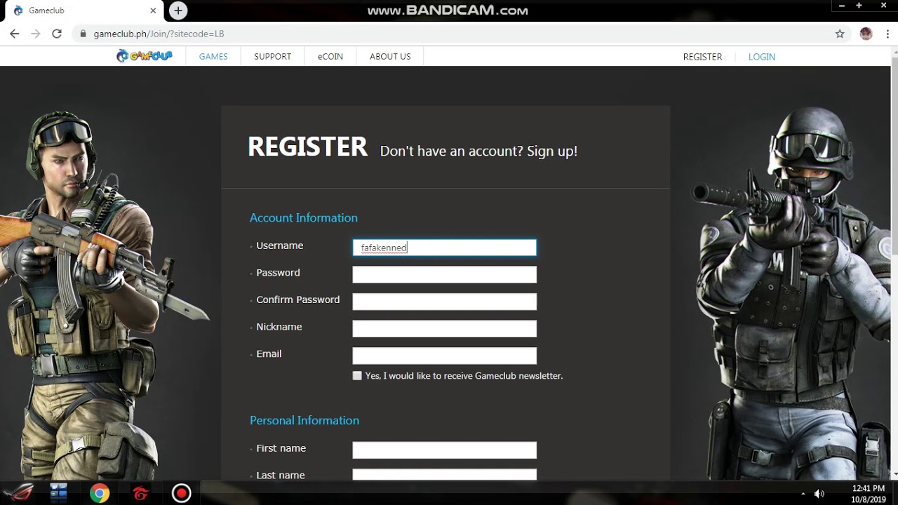gameclub in register - YouTube