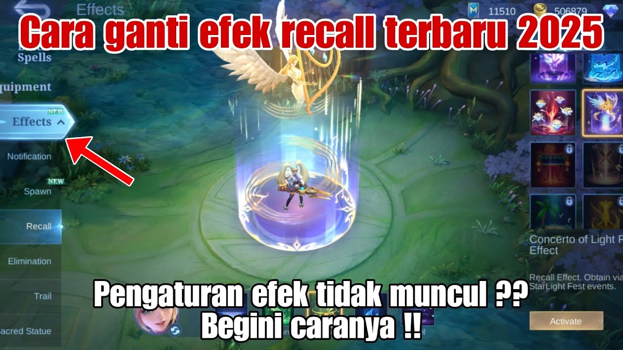 Cara ganti efek recall Mobile Legends Terbaru 2025 || Pengaturan Efek ...