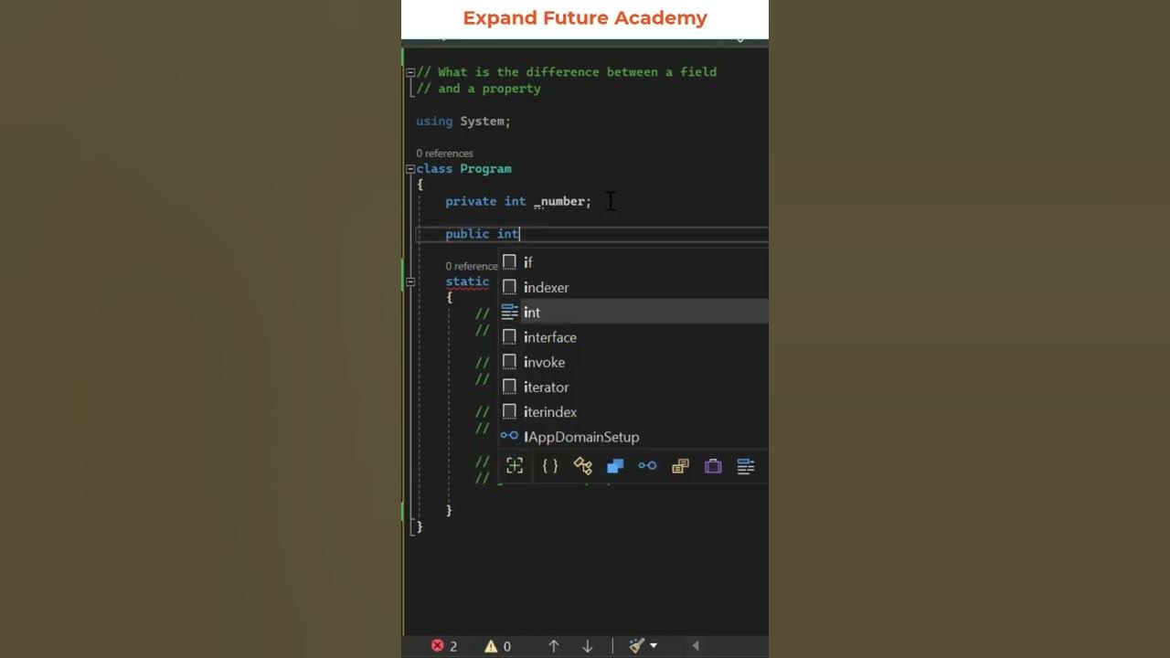 C# Programmers FAQ - 23 - Difference between fields and properties #ExpandFutureAcademy #shorts ...