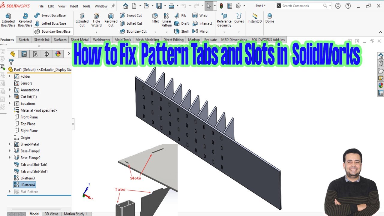 How to Fix Pattern Tabs and Slots in SolidWorks - YouTube