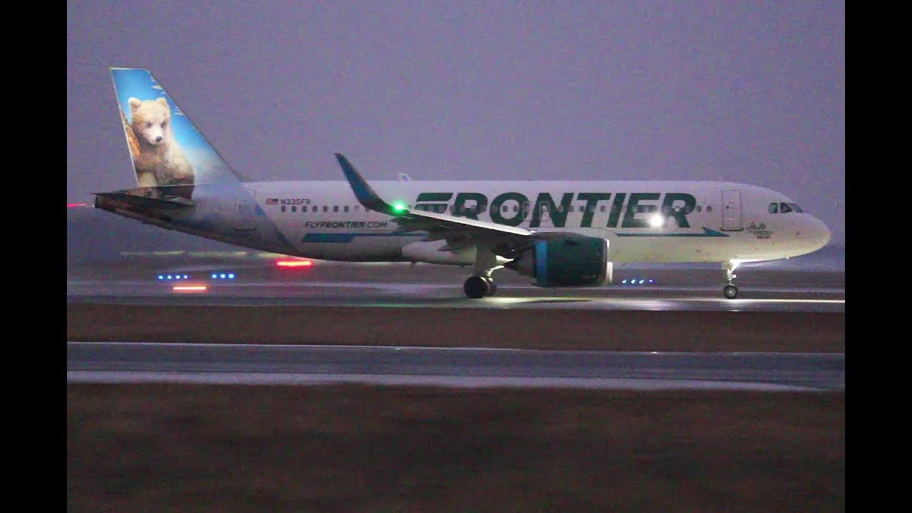 Frontier A320Neo Snowy take off, DTW - YouTube