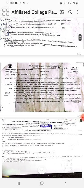 past papers of all subjects # affliated colleges # Gcuf # 2022 # bs ...