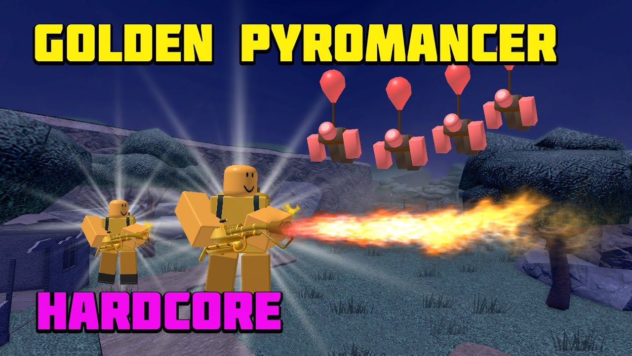 GOLDEN Pyromancer SOLO Hardcore - Roblox Tower Defense Simulator - YouTube