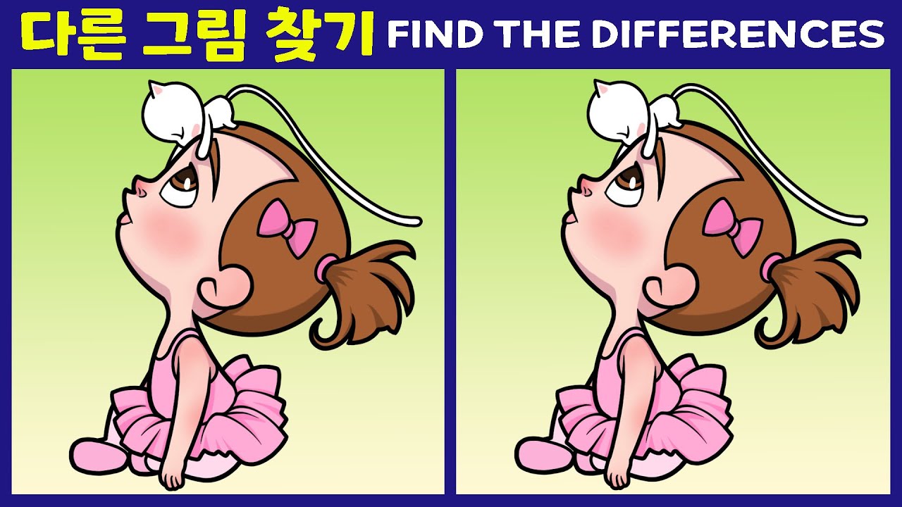 【틀린그림찾기💕다른그림찾기】 두뇌 활성화을 위한 집중력 인지력 게임 차이점 3개 찾기 【find The Difference】😍