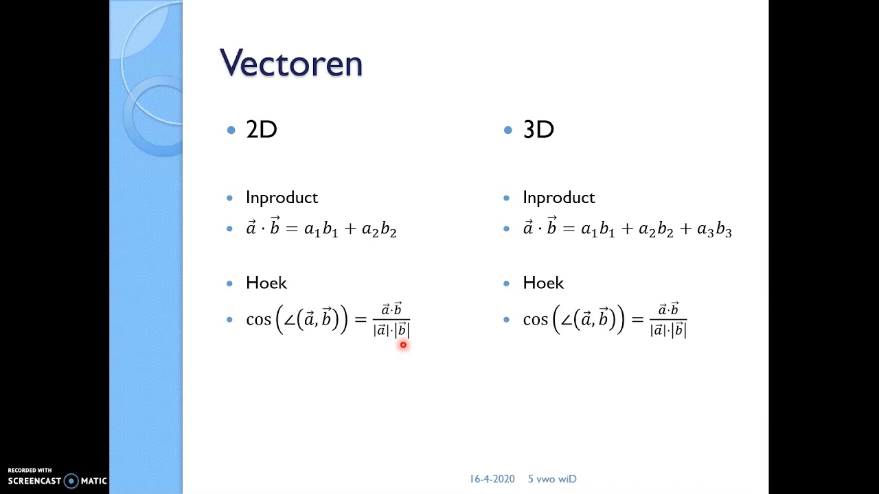 VWO Wiskunde D Hfd08 Theorie: Vectoren in 3D - YouTube