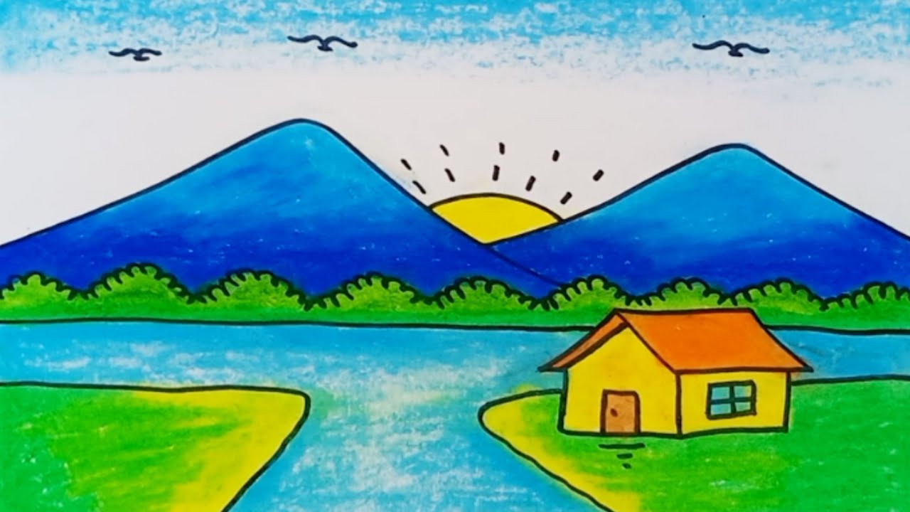 How to draw nature scenery easy step by step |Drawing easy scenery for ...