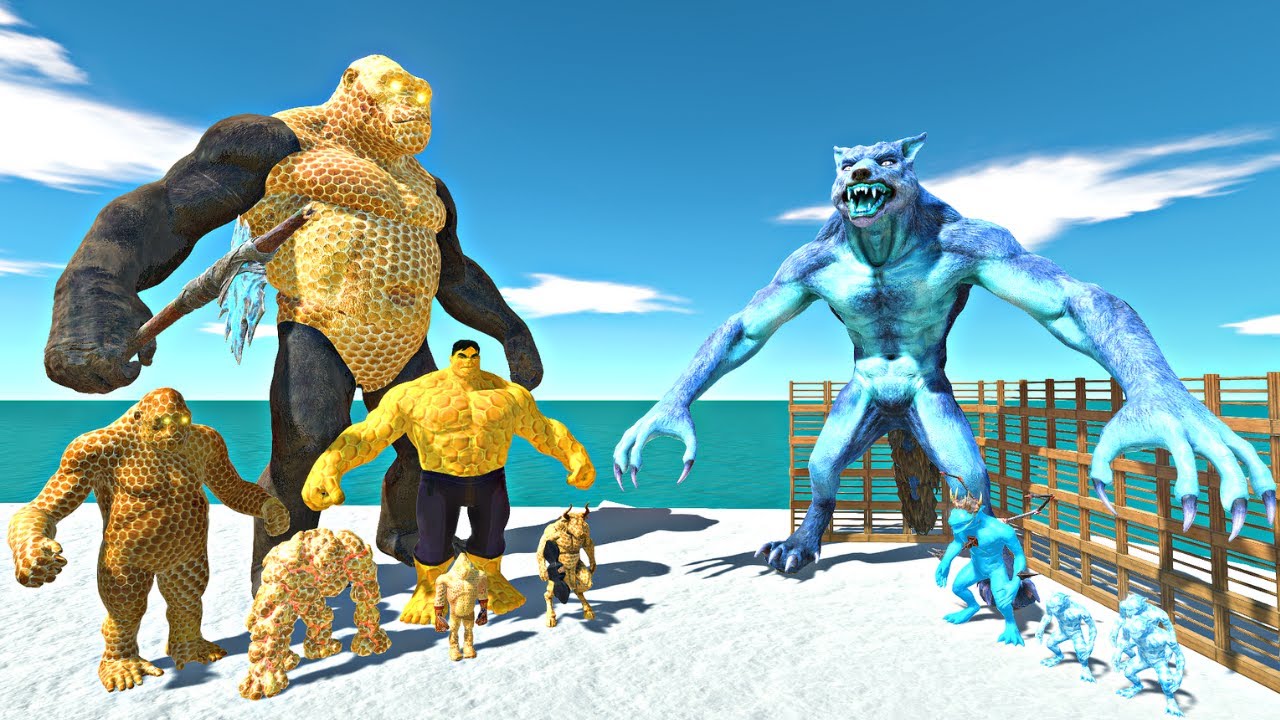 Ice Mutant Werewolf Evolution Cage Challenge|Honey Kong+Honey Hulk Team ...