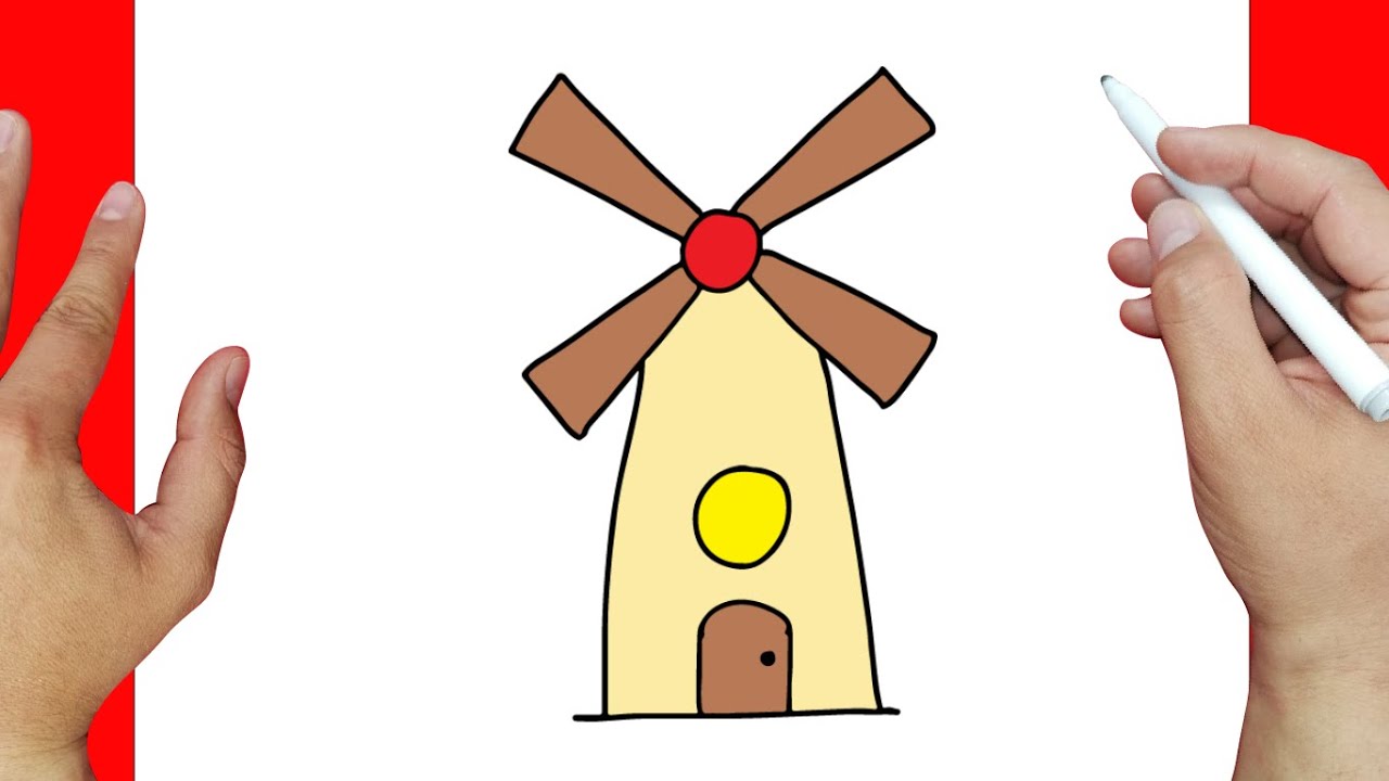 How to draw a windmill - YouTube