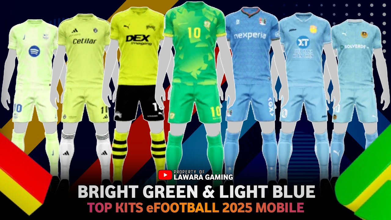 Best kits eFootball 2025 mobile | Bright Green & Light Blue - YouTube