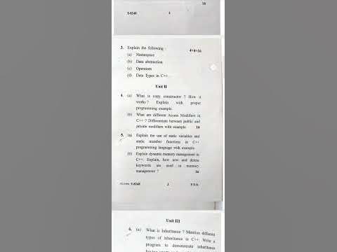 Object Oriented Programming Using C++ Question Paper 2022 (4th semester) || @BCA with Mannu ...