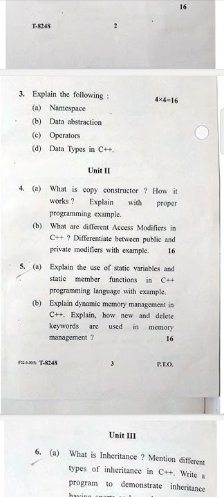 Object Oriented Programming Using C++ Question Paper 2022 (4th semester) || @BCA with Mannu ...