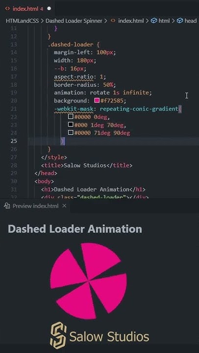Dashed wheel spinner Animation HTML and CSS tutorial for beginners 2022 #shorts #codingforkids ...