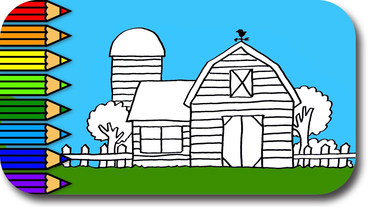 How to Draw a Farm for Kids - Drawing and Coloring Old MacDonald Farm ...