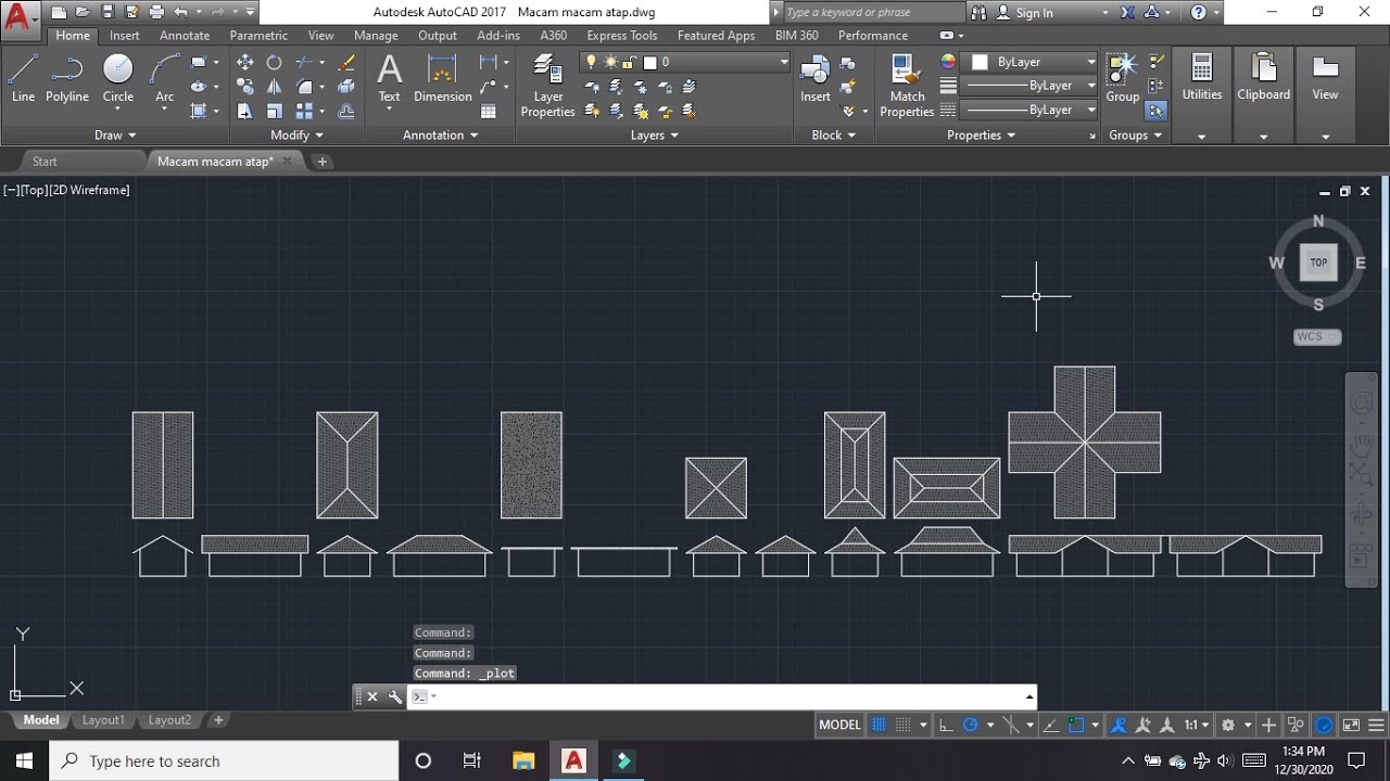Macam-macam atap rumah tinggal dan cara menggambarnya di AutoCAD - YouTube
