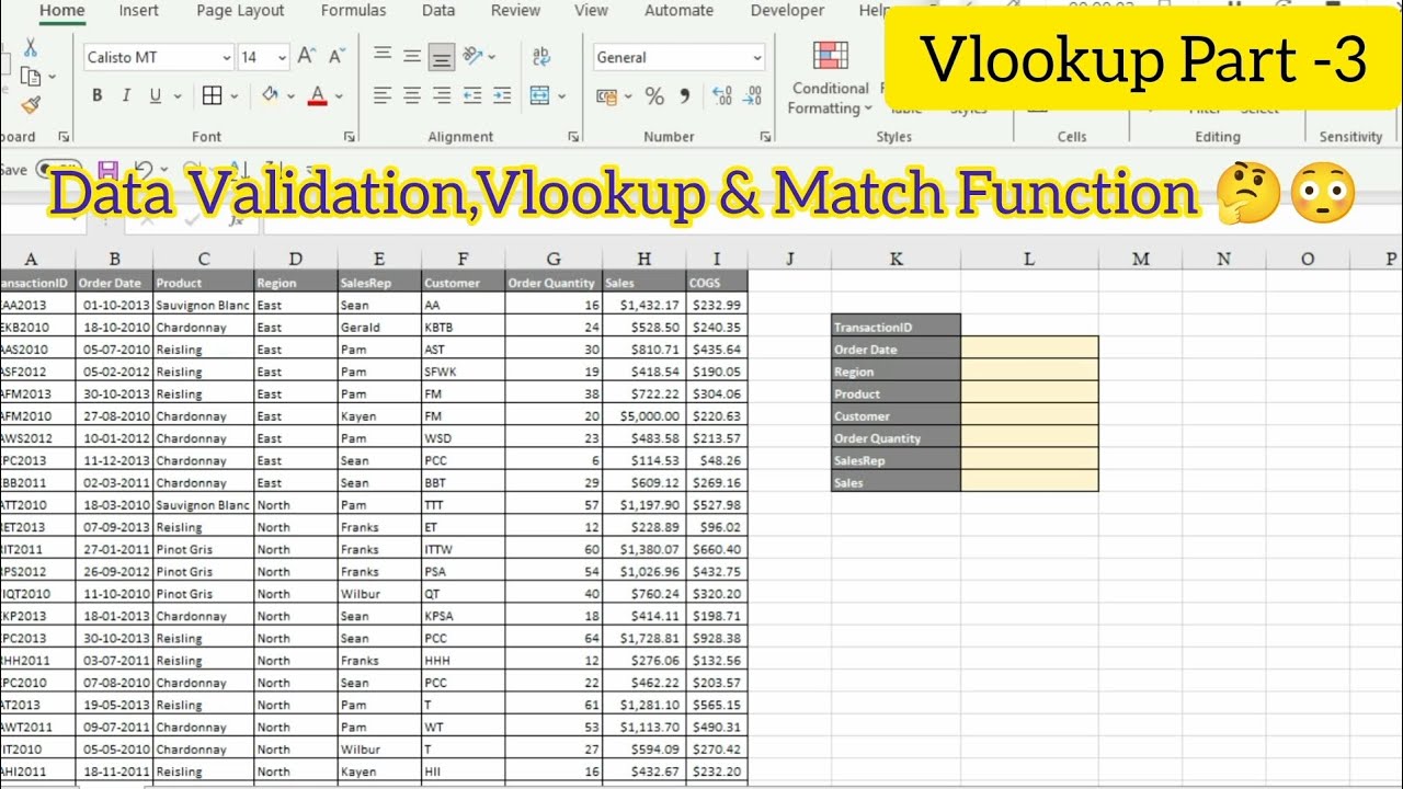 🤔learn How To Use Data Validation Vlookup With Match Function Vlookup