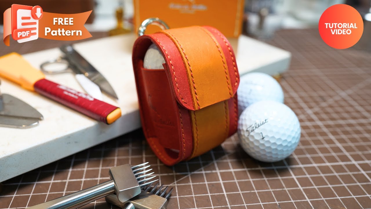 [LeatherCraft] Golf Ball Pouch 4K / FREE PDF PATTERN - YouTube