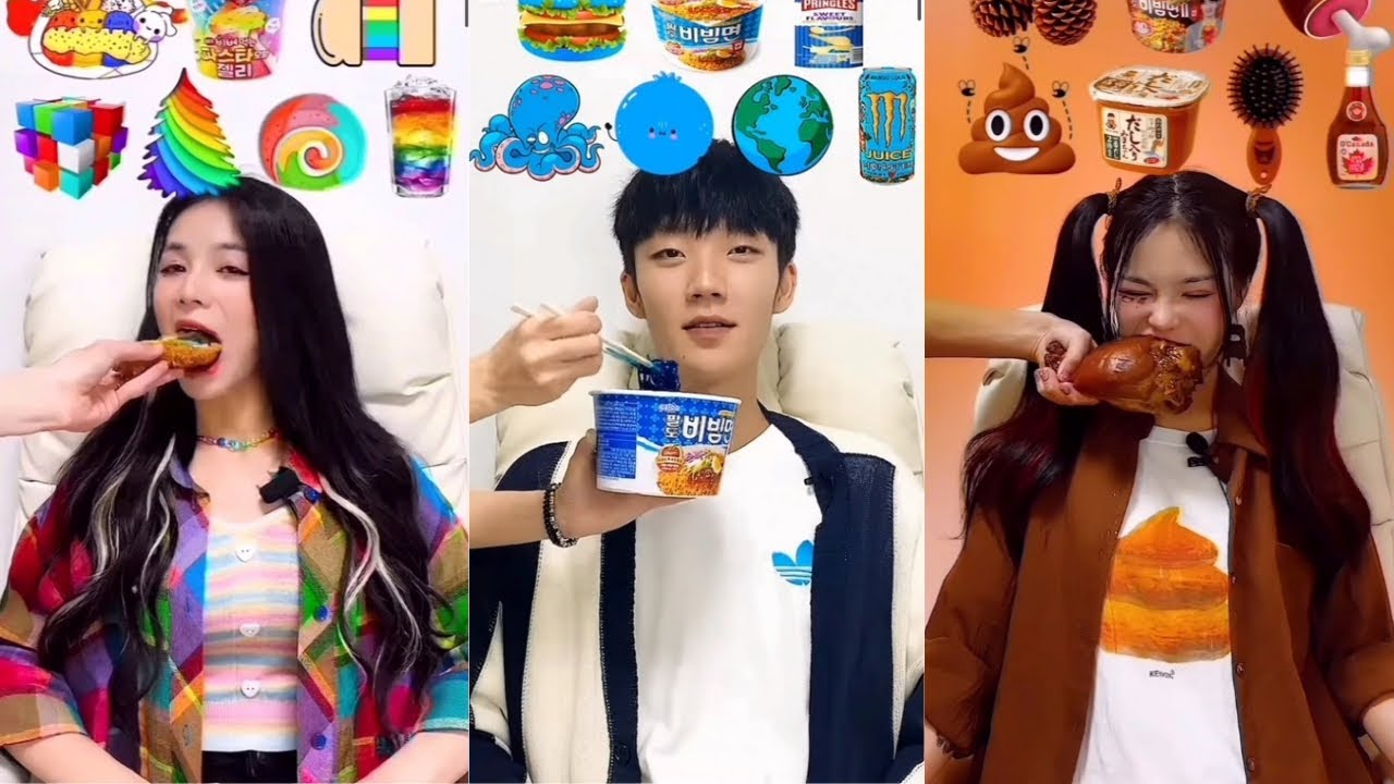 COLOR FOOD MUKBANG CHALLENGE @cure0721 - YouTube