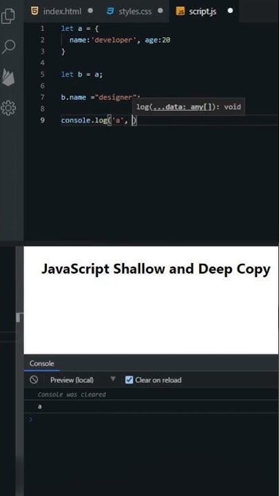 Shallow copy and Deep copy in JavaScript - #beadeveloper - YouTube
