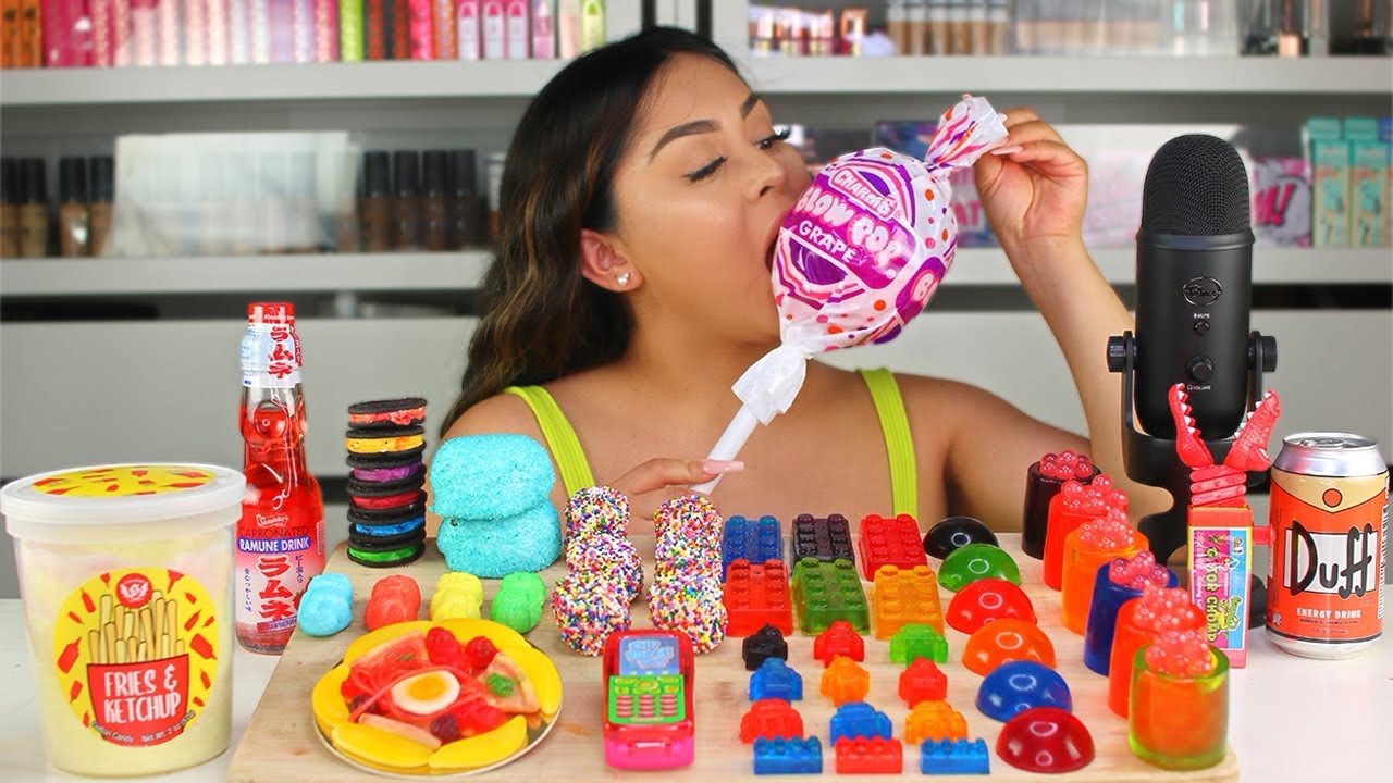 I Tried ASMR...RAINBOW LEGO BLOCK JELLY, LEGO MAN, ALOE VERA 먹방 *Sticky ...