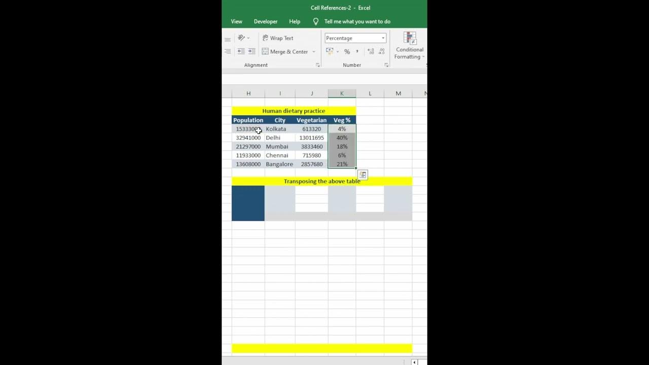 Transposing table in excel | How to transpose any table in excel | #xledutech - YouTube