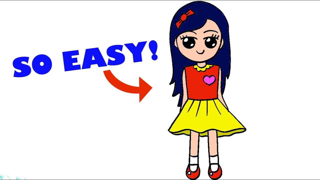 How to draw a girl with long hair girl drawing easy step by step easy ...
